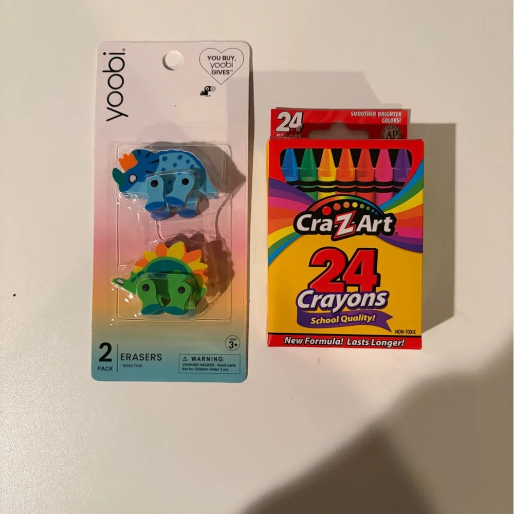 Yoobi | Toys | Yoobi Dinosaur Erasers 2 Pack Crazart 24 Crayons School ...